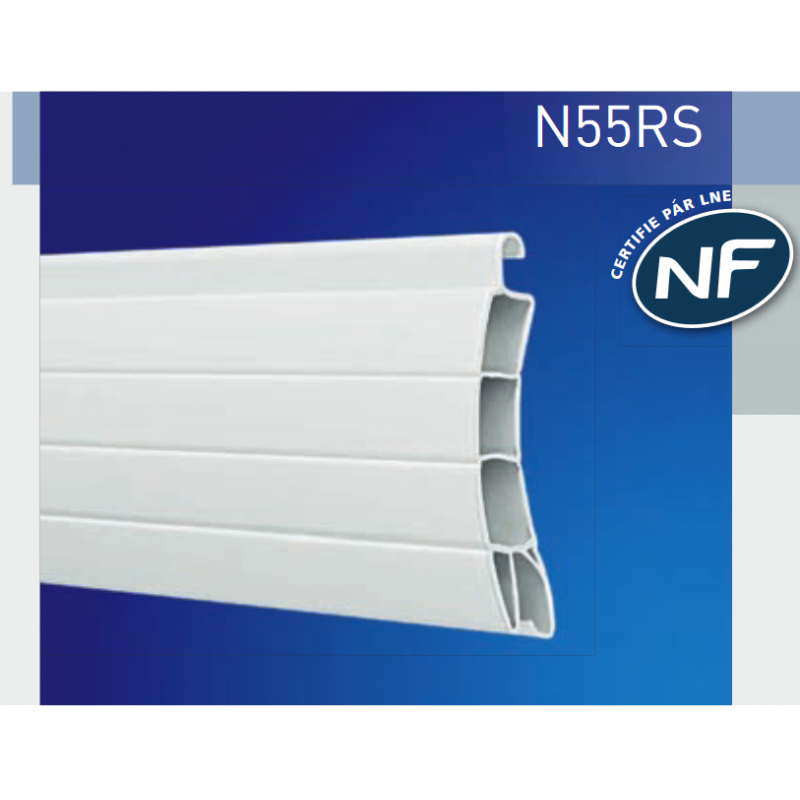Lame PVC 55 x 14 mm RS ajourée sur mesure pour volets roulant Couleur Blanc